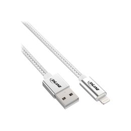 INTOS ELECTRONIC INLINE Lightning USB Kabel für iPad iPhone iPod silber/Alu 2m Silber USB-Kabel