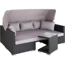 TecTake Rattan Lounge mit Aluminiumgestell San Marino - schwarz