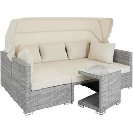 TecTake Rattan Lounge mit Aluminiumgestell San Marino - hellgrau