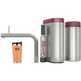 QUOOKER Küchenarmatur QUOOKER FRONT Edelstahl Combi+ B mit CUBE 2 (22+FRONTRVSCUBE) (2-St) 100°C Kochendwasserhahn mit Trinkwassersystem