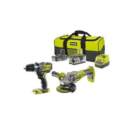 Ryobi Akku-Schlagbohrschrauber Brushless 2er Combo-Kit R18PDBL-0 + Akku-Winkelschleifer R18AG7-0