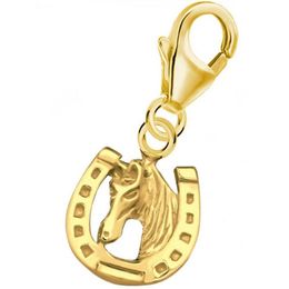 Goldene Hufeisen Charm-Einhänger Hufeisen Pferd Karabiner Charm 925 Sterling-Silber Gold vergoldet