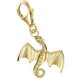 Goldene Hufeisen Charm-Einhänger Drache Karabiner Charm 925 Sterling-Silber Gold vergoldet Anhänger