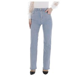 Ital-Design Straight-Jeans Damen Party & Clubwear (86359014) Destroyed-Look Glänzend High Waist Jeans in Hellblau