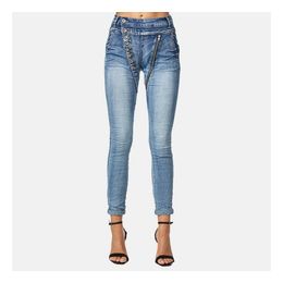 Elara Boyfriend-Jeans Elara Damen Baggy Jeans Boyfriend Knopfleiste (1-tlg)