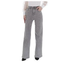 Ital-Design Mom-Jeans Damen Party & Clubwear (86359020) Destroyed-Look Glänzend High Waist Jeans in Grau