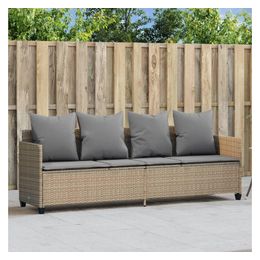 vidaXL Gartenliege Sonnenliege mit Kissen Beige Poly Rattan