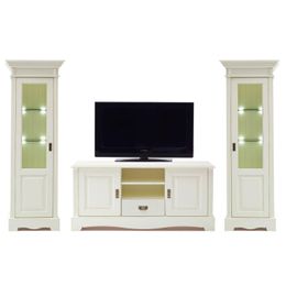 Casamia Wohnwand Wohnwand Wohnzimmer Schrank Set Padua 3-teilig B321xH204xT49cm massiv