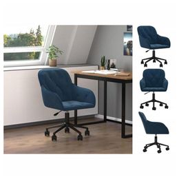 vidaXL Bürostuhl Bürostuhl Drehbar Blau Samt Drehstuhl Arbeitsplatz Home Office Sessel