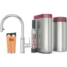 QUOOKER Küchenarmatur QUOOKER FLEX Zugauslauf Chrom Combi+ B mit CUBE (22+XCHRCUBE) (2-St) 100°C Kochendwasserhahn mit Trinkwassersystem