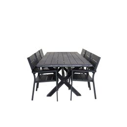 ebuy24 Garten-Essgruppe Rives Gartenset Tisch 100x200cm und 6 Stühle Level