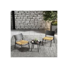 Gotagee Gartenlounge-Set Bistro-Set 3-teilig aluminium Balkonmöbel-Set PE Rattan Ladung 150 kg