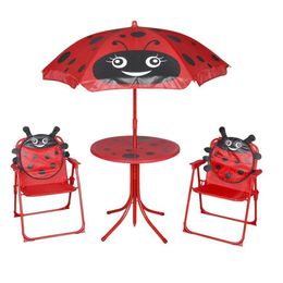 furnicato Garten-Essgruppe 3-tlg. Garten-Bistro-Set für Kinder mit Sonnenschirm Rot