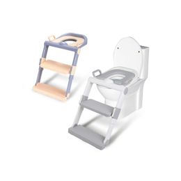 Clanmacy Toilettentrainer Töpfchen WC Sitz Baby Töpfchentrainer Grau Kindertoilette mit Treppe