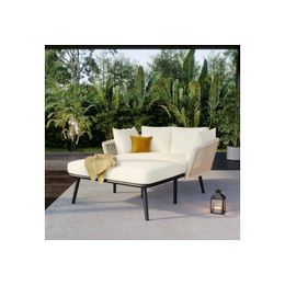 Gotagee Gartenlounge-Set Gartensofa mit 2 Kissen Sonnenliege Gartenlounge Balkonmöbel-Set Beige
