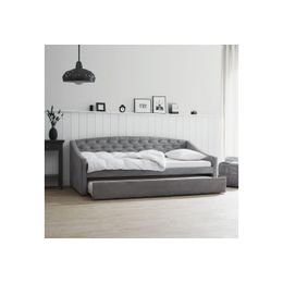 Homestyle4u Polsterbett Schlafsofa Bettfunktion 2 Liegeflächen 90x200 Cordstoff Grau Schlafcou