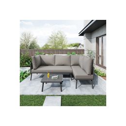 Gotagee Gartenlounge-Set Garten-Lounge-Set aus Eisen Gartenmöbel-Set Lounge-Set aus Seil Grau