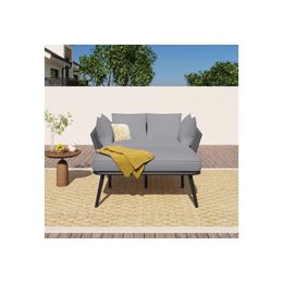 Gotagee Gartenlounge-Set Balkonmöbel-Set Gartensofa mit 2 Kissen Sonnenliege Gartenlounge Grau