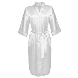 DKaren Morgenmantel Damen Morgenmantel aus Satin Kimono Bademantel 115