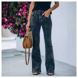 RUZU UG Stretch-Jeans Damenjeans Skinny Jeans Vintage Jeans mit weitem Bein Slim-Fit Jeans