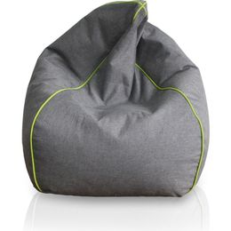 Kinzler Sitzsack, Leinenoptik mit Neon-Piping, Apfelgrün