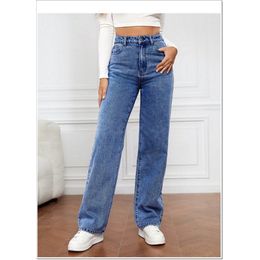 RUZU UG Stretch-Jeans Damenjeans Skinny Vintage Jeans mit hoher Taille Modische gerade Hose