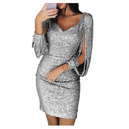 BlauWave Dirndl Pailletten sexy Kleid Frauen Mode Elegante Bling Mini Kleider (1-tlg) Kleidung Party Kleider