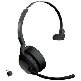 Jabra Evolve2 55 MS Telefon On Ear Headset Bluetooth® Mono Schwarz Noise Cancelling, Mikrofon-Rauschunterdrückung Headset, Mono
