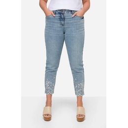 MIAMODA Regular-fit-Jeans Jeans Slim Fit Saum mit Loch-Stickerei 5-Pocket