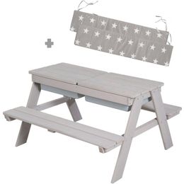 Roba® Kindersitzgruppe Picknick for 4 Outdoor + mit Spielwannen, Grau, (Set), mit abgerundeten Ecken; inklusive Sitzauflagen Â»Little StarsÂ«, grau