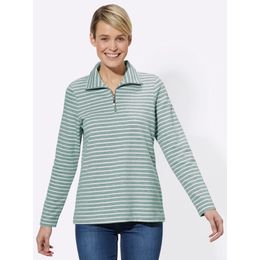 Langarmshirt Casual Looks "Shirt" Gr. 50, grün (jade, gestreift) Damen Shirts V-Shirts