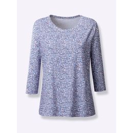 3/4-Arm-Shirt CLASSIC "Shirt" Gr. 54, blau (hellblau, steingrau, bedruckt) Damen Shirts Jersey