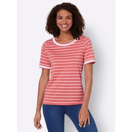 T-Shirt Casual Looks "Shirt" Gr. 54, orange (koralle, weiß, geringelt) Damen Shirts Jersey