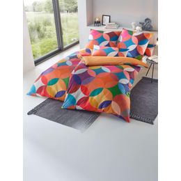 Wendebettwäsche HEINE HOME WITT-PBK-Bettwäsche-temporär Gr. B/L: 135 cm x 200 cm, 2 tlg., Renforcé, B/L: 40 cm x 80 cm, bunt (mandarine, bunt) Renforcé-Bettwäsche