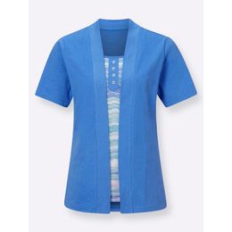 2-in-1-Shirt Casual Looks "Shirt" Gr. 52, blau (blau, gemustert) Damen Shirts Jersey