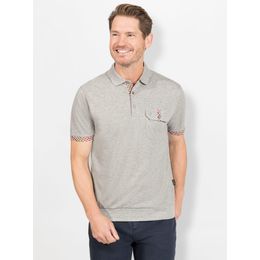 Poloshirt Hajo "Kurzarm-Poloshirt" Gr. 48/50, grau (grau, meliert) Herren Shirts Kurzarm