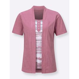 2-in-1-Shirt Casual Looks "Shirt" Gr. 44, rosa (altrosé, gemustert) Damen Shirts Jersey