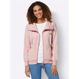 Shirtjacke Casual Looks "Sweatjacke" Gr. 48, rosa (rosenquarz, hellrosé, meliert) Damen Shirts Jersey