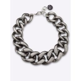 Collier Heine Gr. N-Größe, Kunststoff-Metall, silberfarben (altsilberfarben) Damen Halsketten Colliers