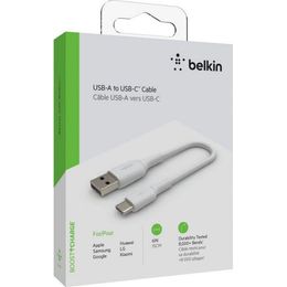 Belkin USB-C/USB-A Kabel PVC, 15cm Smartphone-Kabel, USB Typ A, USB-C (15 cm), weiß