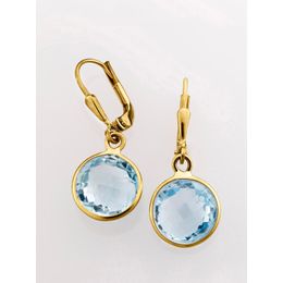 Paar Ohrhänger Lady Ohrringe Gr. Blautopas ct, Metall, goldfarben (gelbgold 375) Damen Ohrhänger