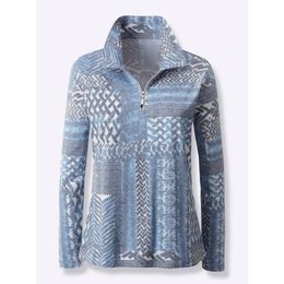 Langarmshirt Classic Basics "Winter-Shirt" Gr. 54, blau (bleu, grau, bedruckt) Damen Shirts Jersey