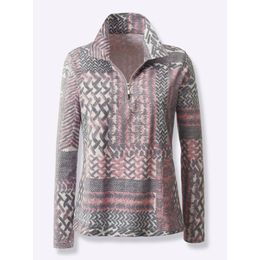 Langarmshirt Classic Basics "Winter-Shirt" Gr. 54, lila (mauve, grau, bedruckt) Damen Shirts Jersey