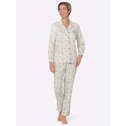 wäschepur Schlafanzug WÄSCHEPUR Gr. 52/54, weiß (weiß, blau) Damen Homewear-Sets Pyjamas