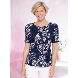 Kurzarmshirt CLASSIC "Shirt" Gr. 54, bunt (orchidee, marine, bedruckt) Damen Shirts Jersey