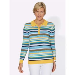 Strickpullover Casual Looks "Pullover" Gr. 50, bunt (gelb, türkis, geringelt) Damen Pullover