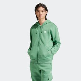 Kapuzensweatshirt adidas originals "ESS FZ HDY" Gr. L, grün (preloved green, white) Herren Sweatshirts