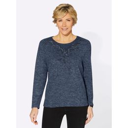 Langarmshirt Classic Basics "Winter-Shirt" Gr. 54, blau (rauchblau, meliert) Damen Shirts Jersey