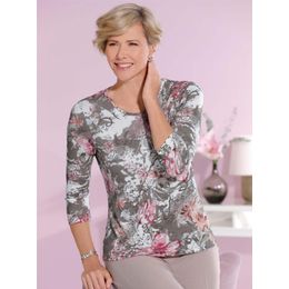 3/4-Arm-Shirt CLASSIC "Shirt" Gr. 48, bunt (khaki, altrosa, bedruckt) Damen Shirts Jersey