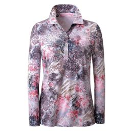 Poloshirt CLASSIC "Poloshirt" Gr. 54, rosa (steingrau, altrosé, bedruckt) Damen Shirts Jersey